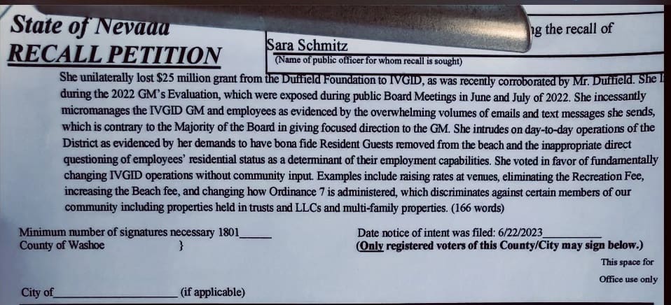 Recall Campaign Divides Incline Village - Nevada Globe